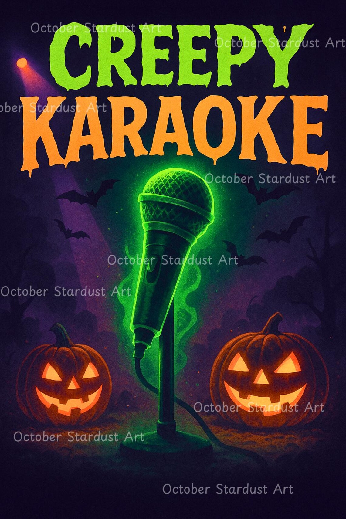 Creepy Karaoke Halloween Party Sign: Spooky Microphone Singing ...