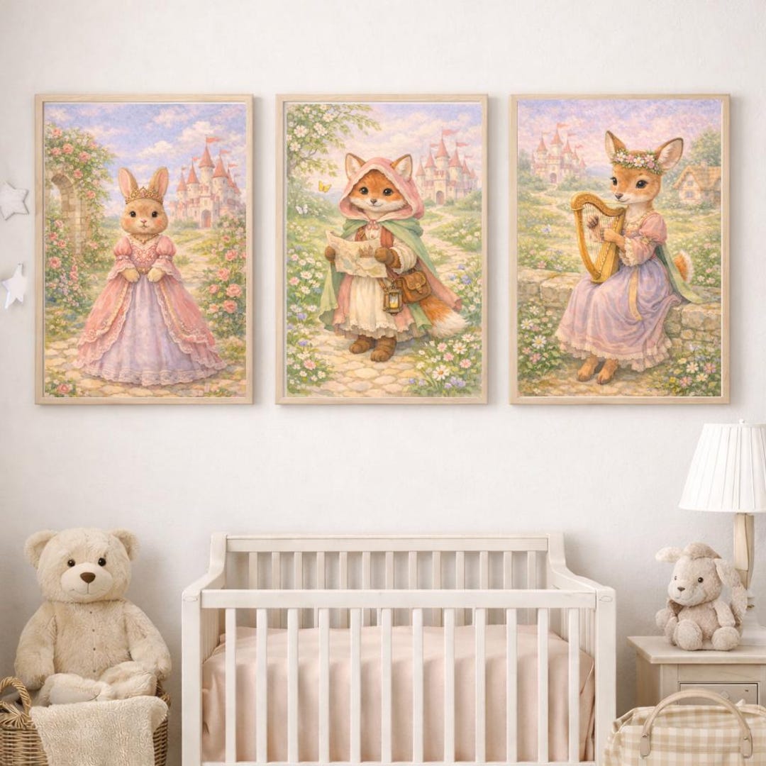 Medieval Princess and Friends Nursery Art: Royal Lady, Explorer and ...