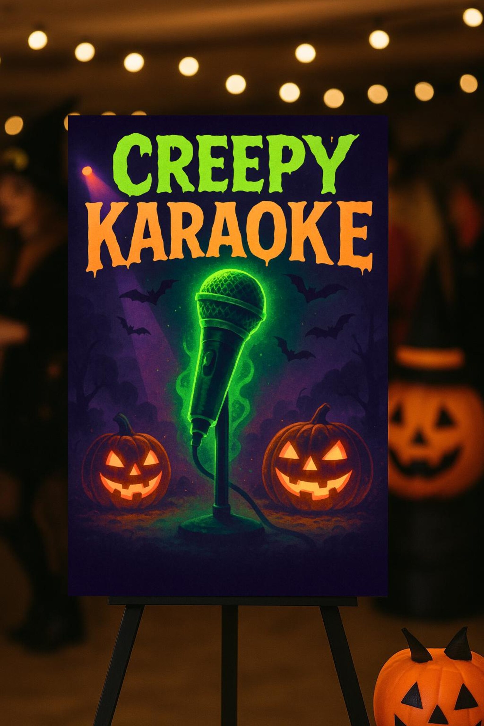 Creepy Karaoke Halloween Party Sign: Spooky Microphone Singing ...
