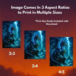 Blue Dragon in Lightning Storm Wall Art: Fantasy Creature in Stormy ...