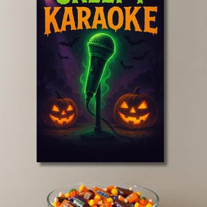 Creepy Karaoke Halloween Party Sign: Spooky Microphone Singing ...