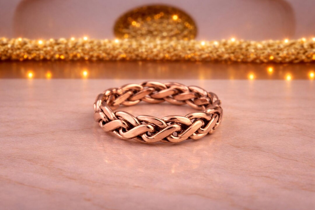 Braided Antique Copper Ring | Rustic Chain Band, Unisex - Etsy