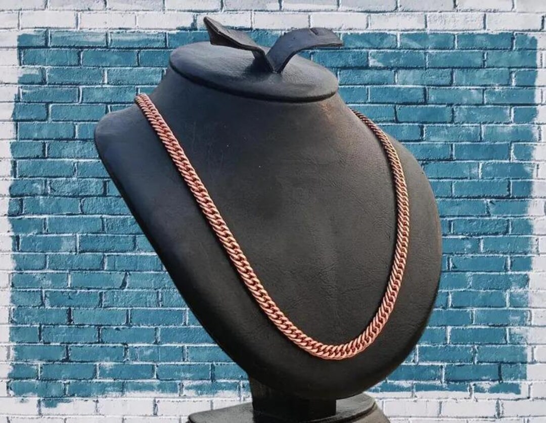 Handmade Pure Copper Cuban Link Chain Necklace, Unisex Healing Jewelry ...