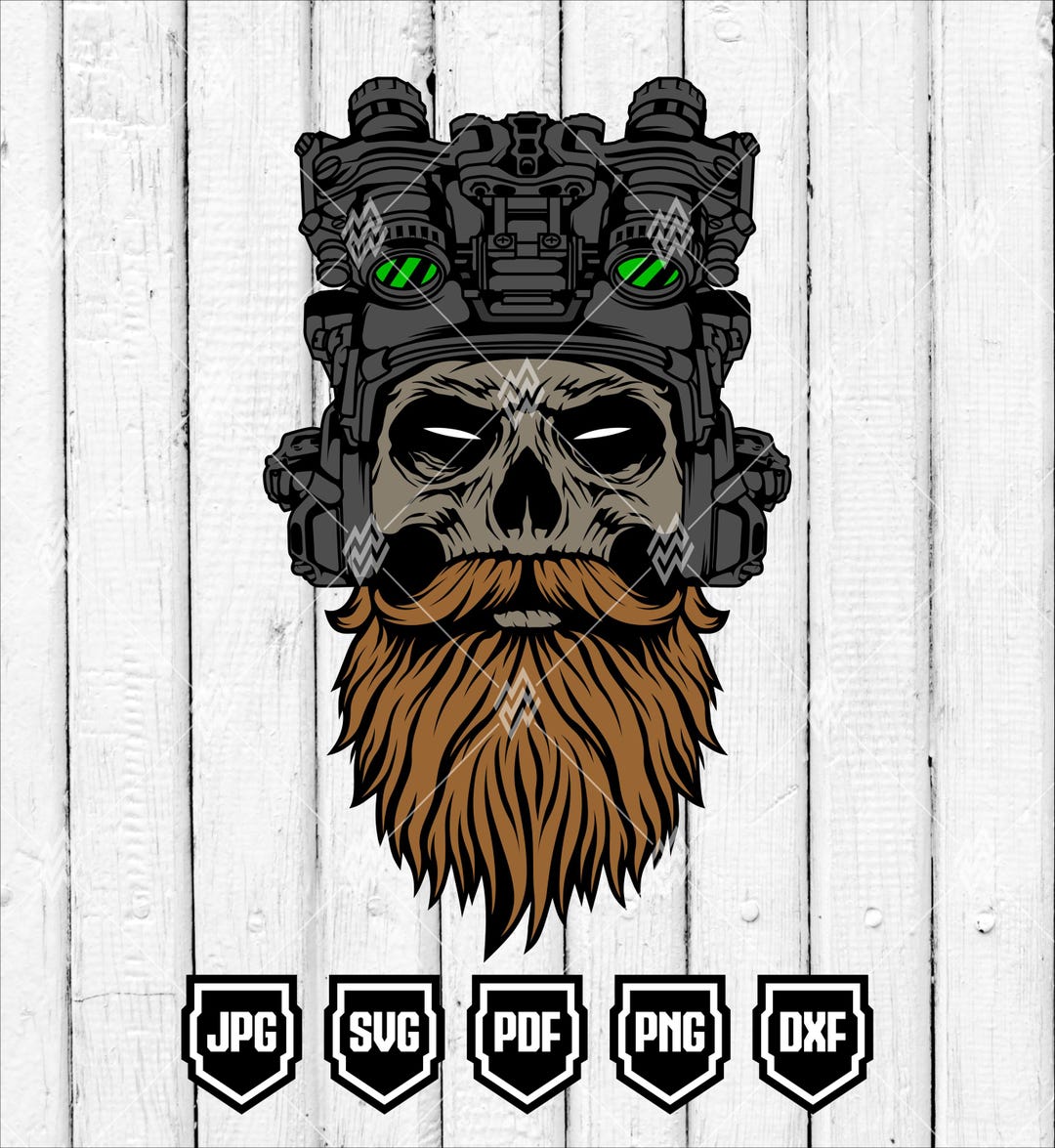 Bearded Skull Night Vision Goggles Helmet SVG : Tactical Skull Beard ...