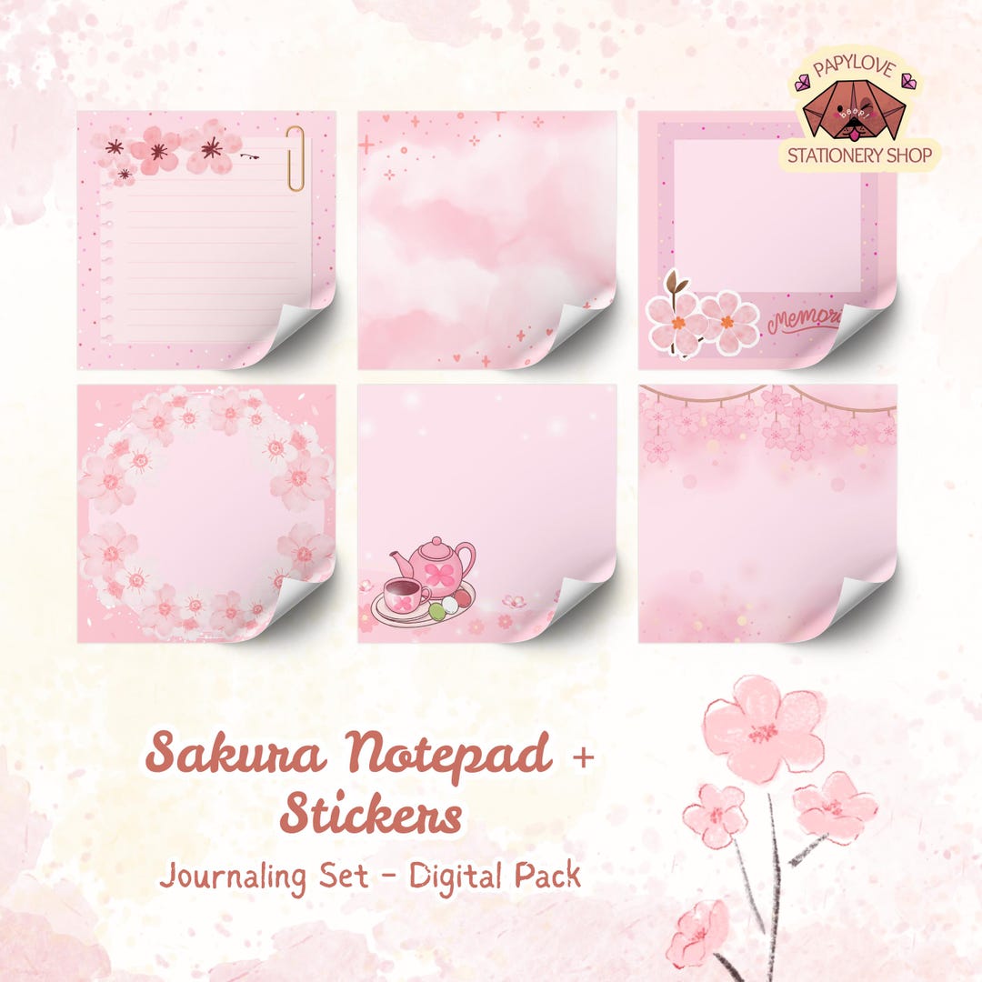 Printable Sakura Cherry Blossom Journal Pink Lover Digital Notepad ...