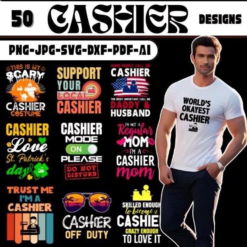 25 Cashier SVG for Cricut, Grocery Store Worker SVG, Funny Retail ...