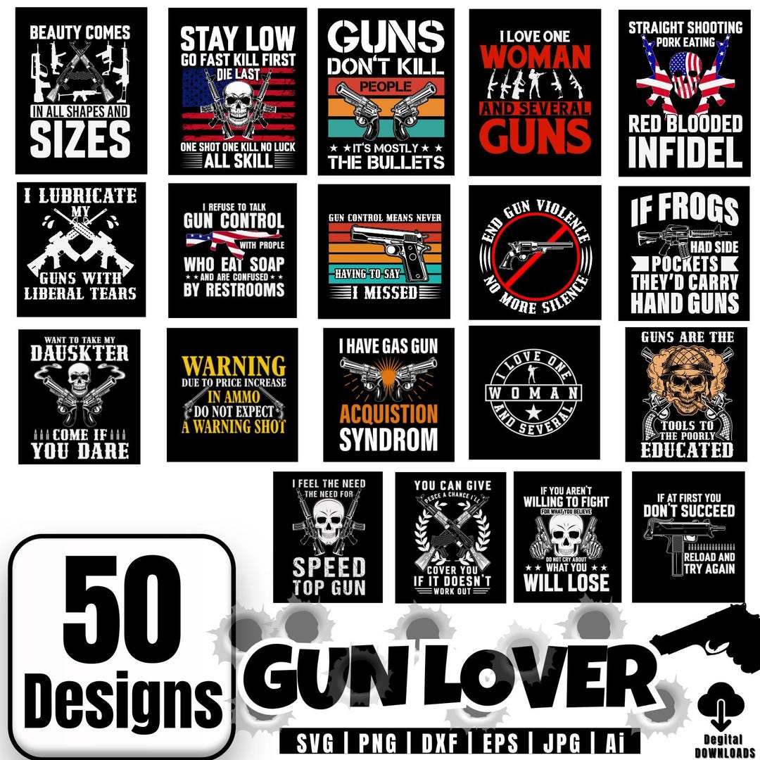 Gun SVG Bundle, 2nd Amendment Rifle, Pistol SVG, Tactical Military Cut ...