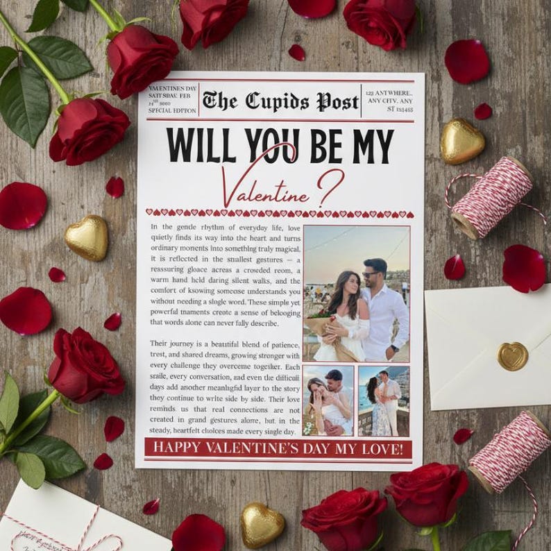 Editable Valentine's Day Newspaper Template, Cupid Love Letter (digital ...