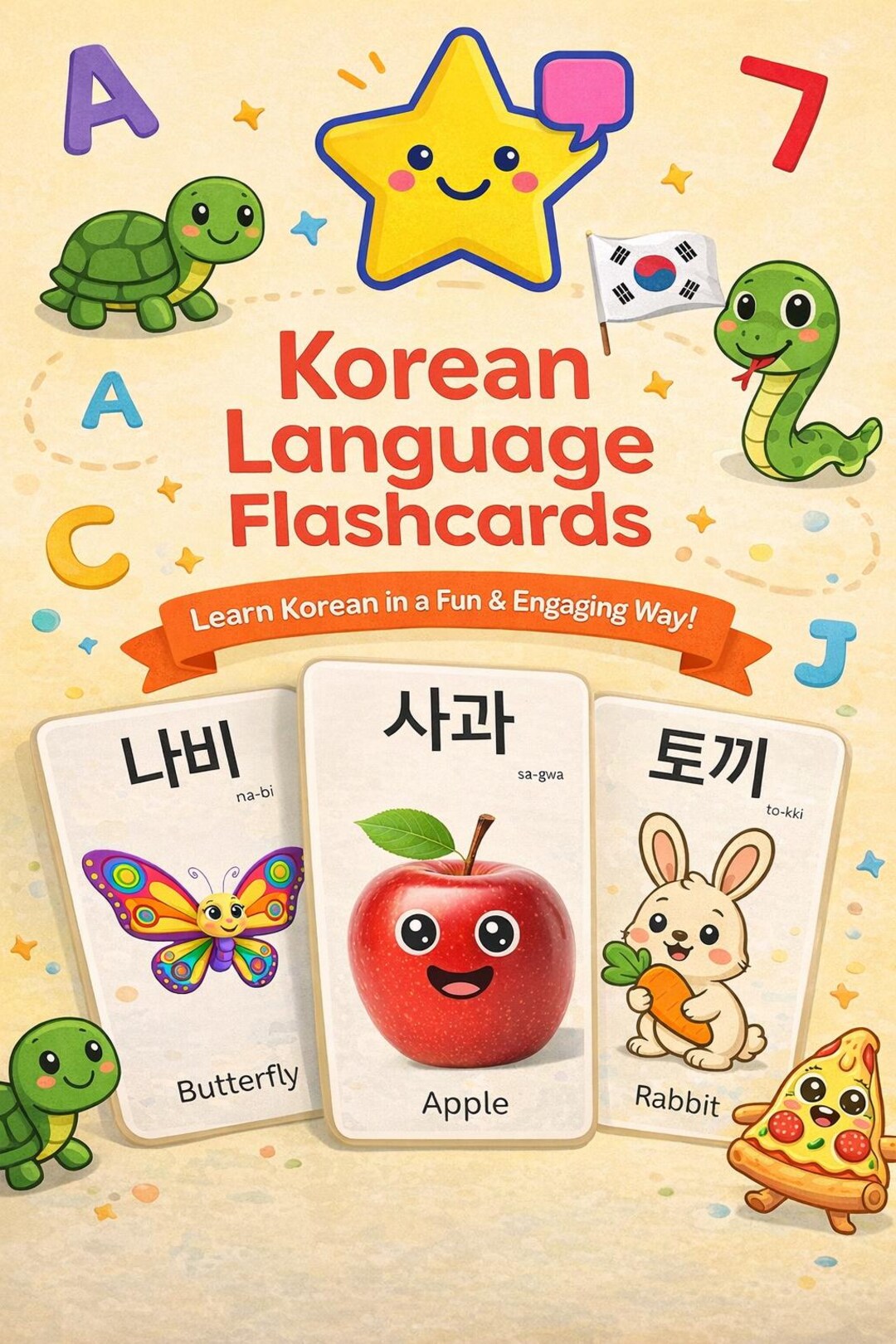 Korean Alphabet Flashcards: Montessori Learning Cards (digital Download ...