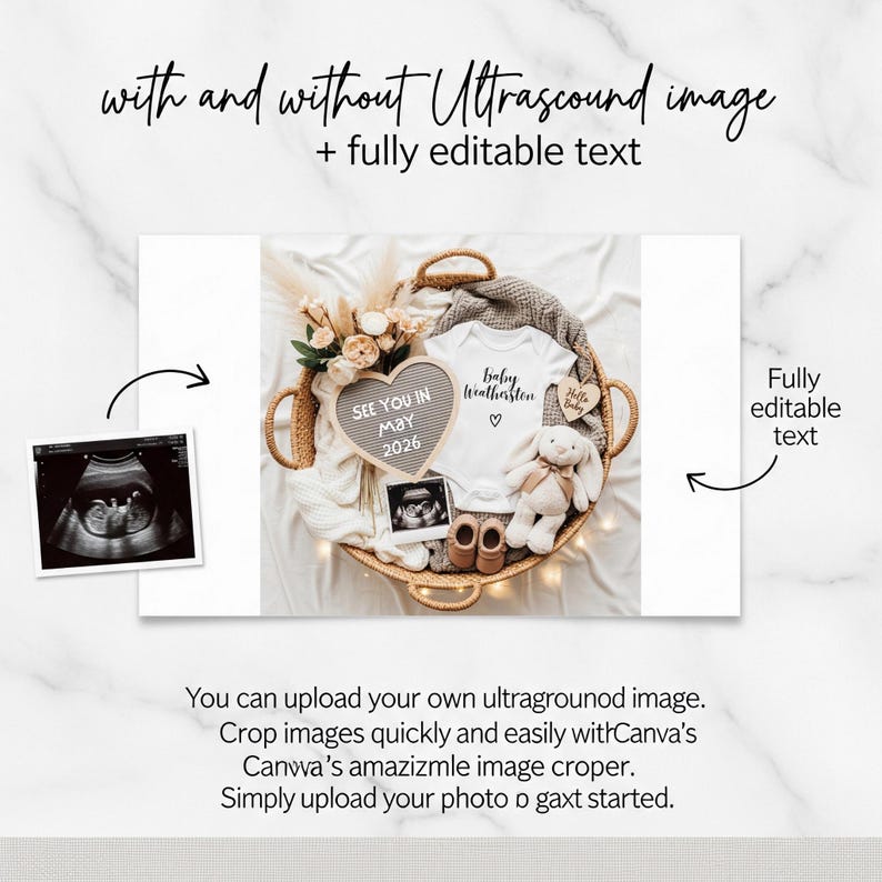 Editable Pregnancy Announcement Template | Digital Baby Reveal, Canva ...