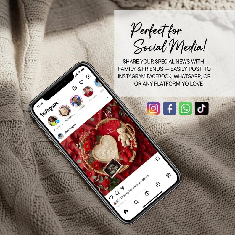 Valentines Day Baby Announcement: Secret Pregnancy Reveal Editable ...