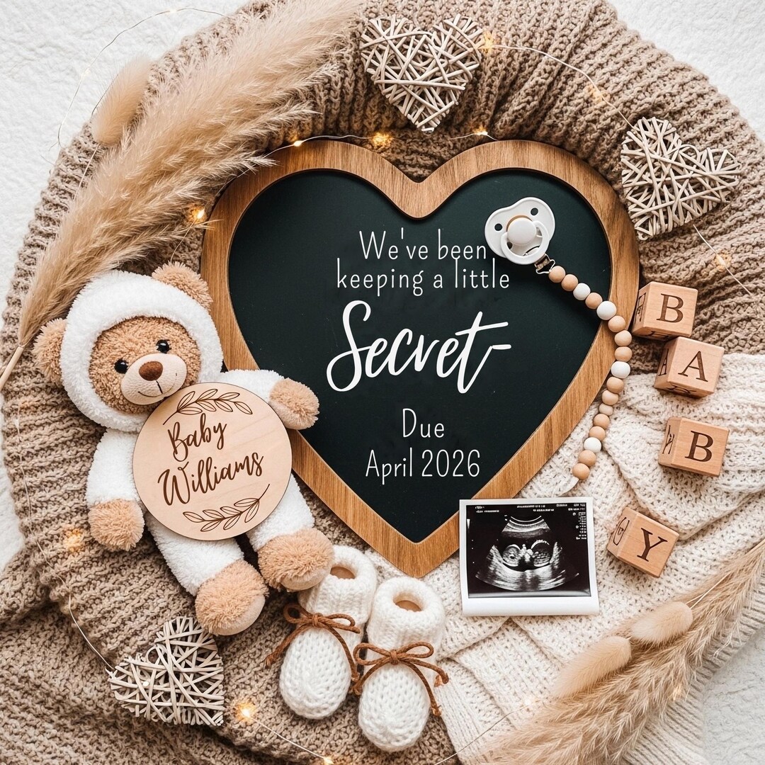 Pregnancy Announcement 2026 April May, Baby Announcement Template, Baby ...