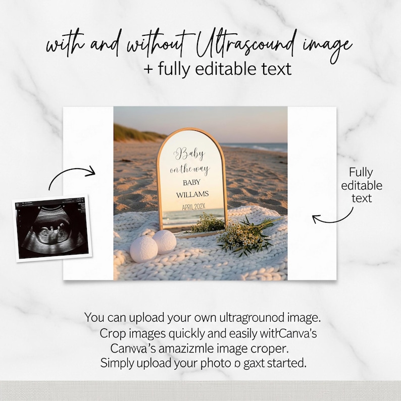 Beach Pregnancy Announcement Template | Mirror Baby Reveal | Sea Theme ...
