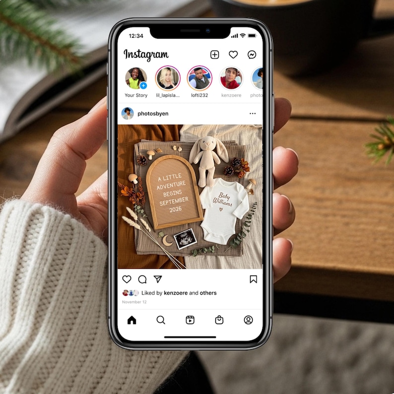 Woodland Baby Announcement Digital | Gender Neutral Pregnancy Reveal ...