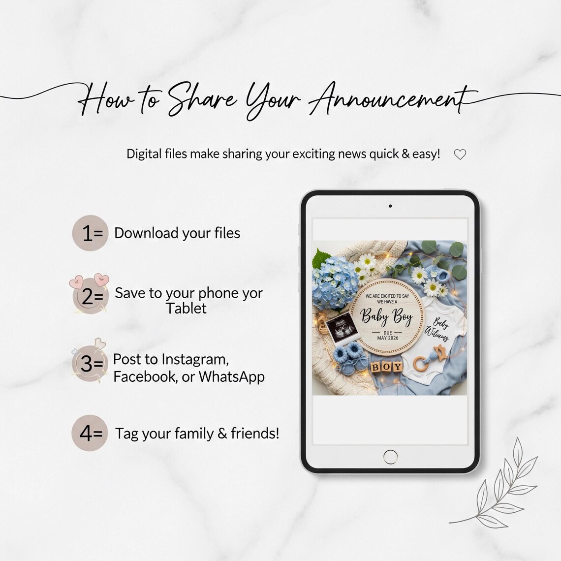 Baby Boy Pregnancy Announcement 2026, Boy Baby Announcement Template ...