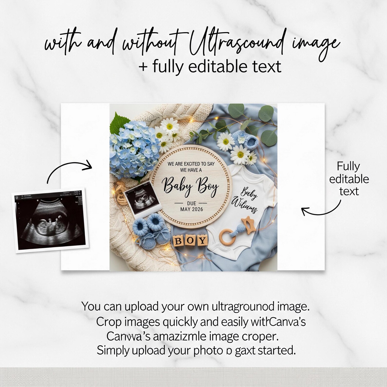 Baby Boy Pregnancy Announcement 2026, Boy Baby Announcement Template ...