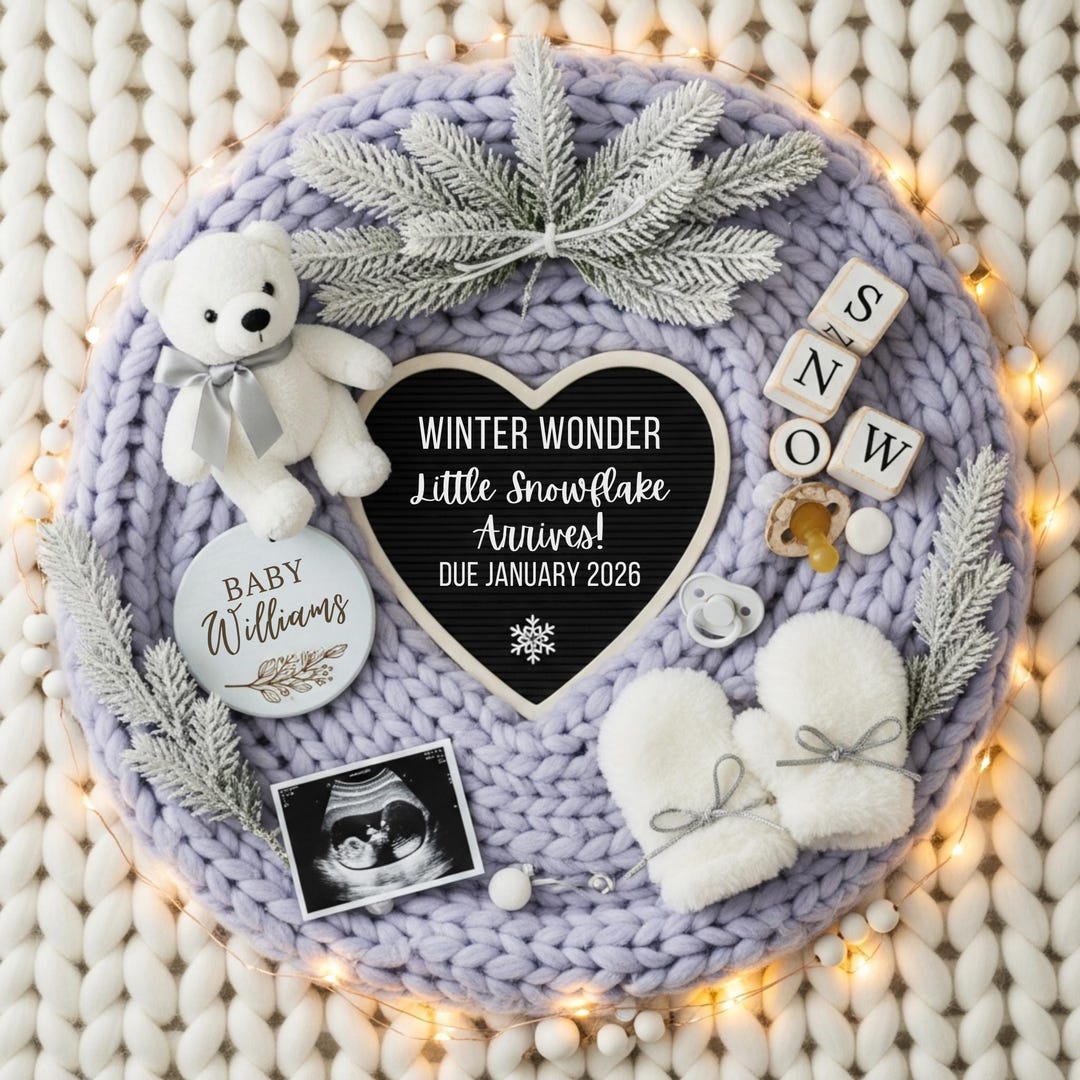Winter Pregnancy Announcement: Winter Wonder Little Snowflake Arrives ...