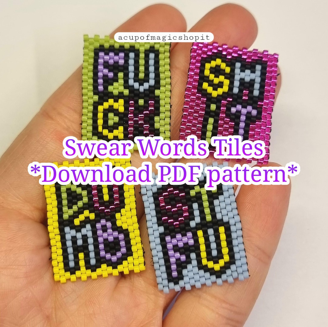 Swear Words Tiles *PDF PATTERN*, Peyote Stitch, Odd Stitch, Miyuki ...