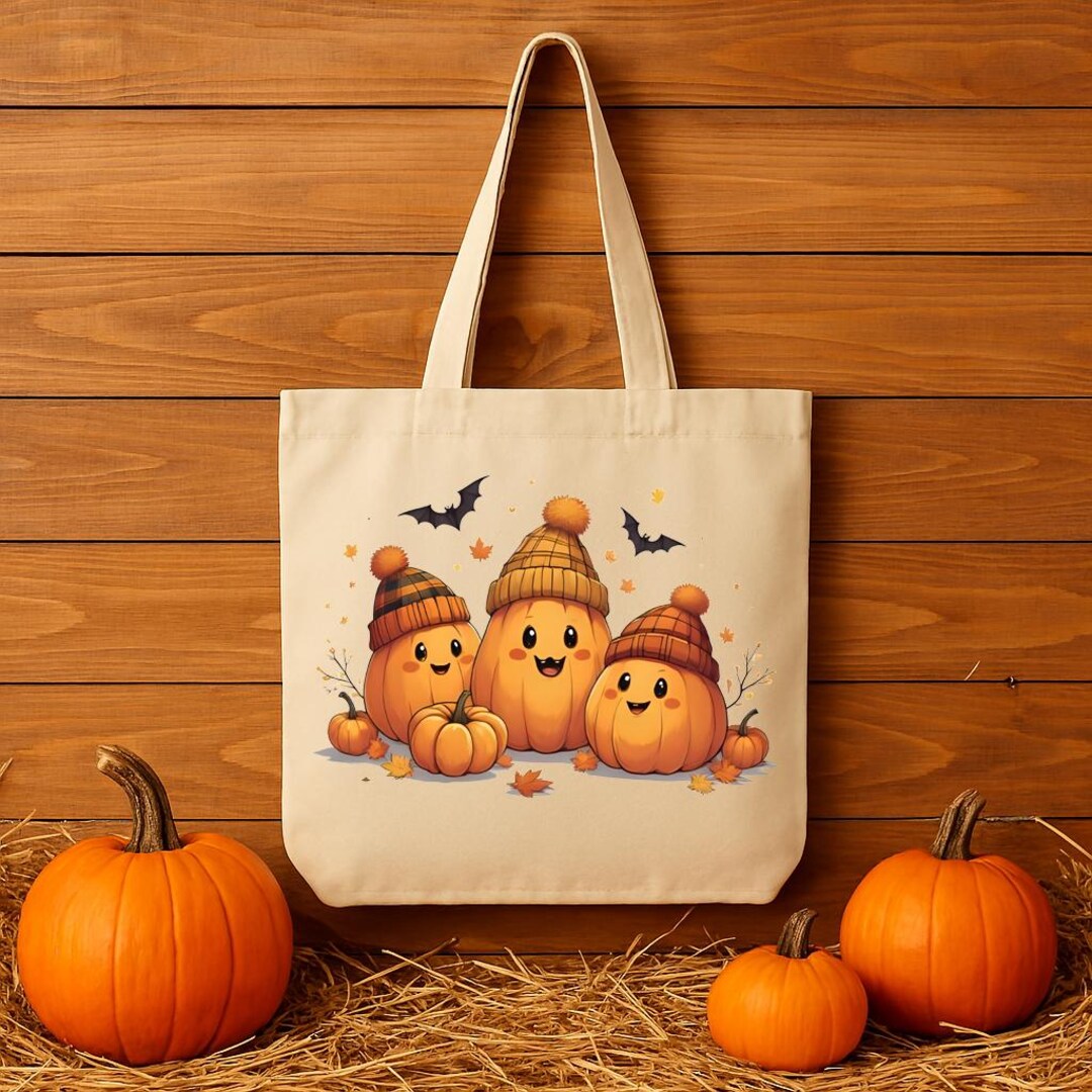 Cozy Fall Tote Bag With Pumpkin Design, Eco-friendly Shopping Bag, Cute ...