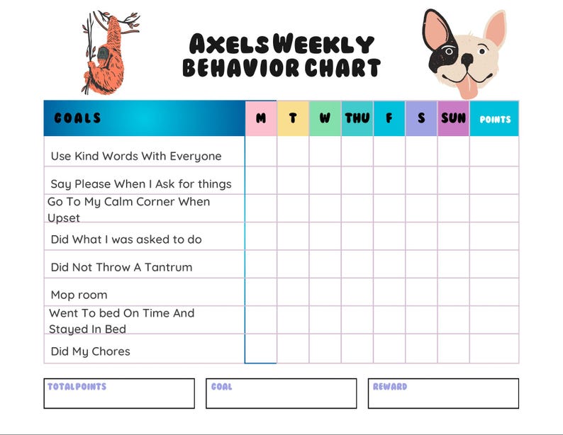Weekly Behavior Chart - Etsy