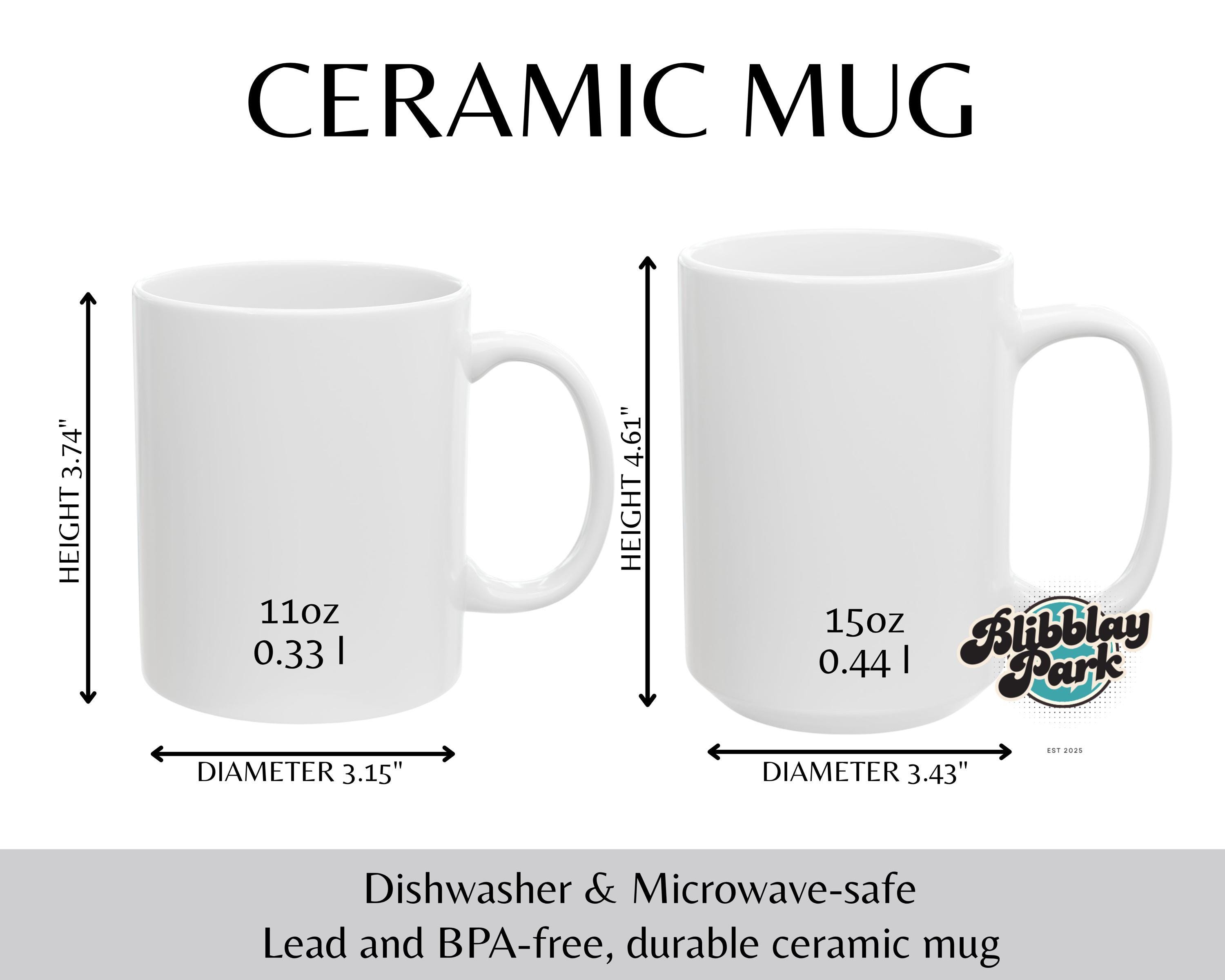 11oz and 15oz Ceramic Mug Size Chart, 11oz Mug Size Chart, Two Tone Mug ...