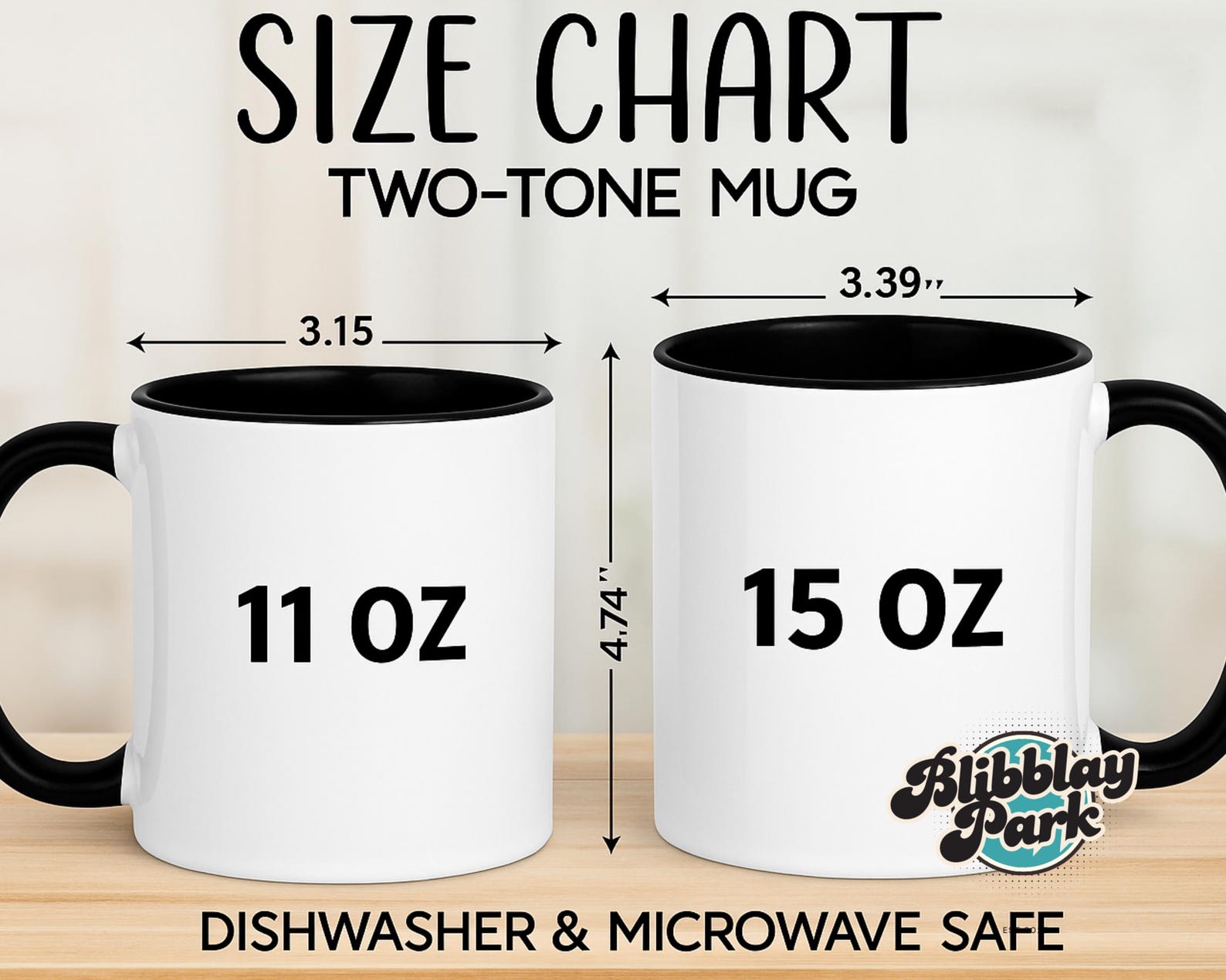 11oz and 15oz Ceramic Mug Size Chart, Two Tone Mug Sizing Guide, 11 Oz ...