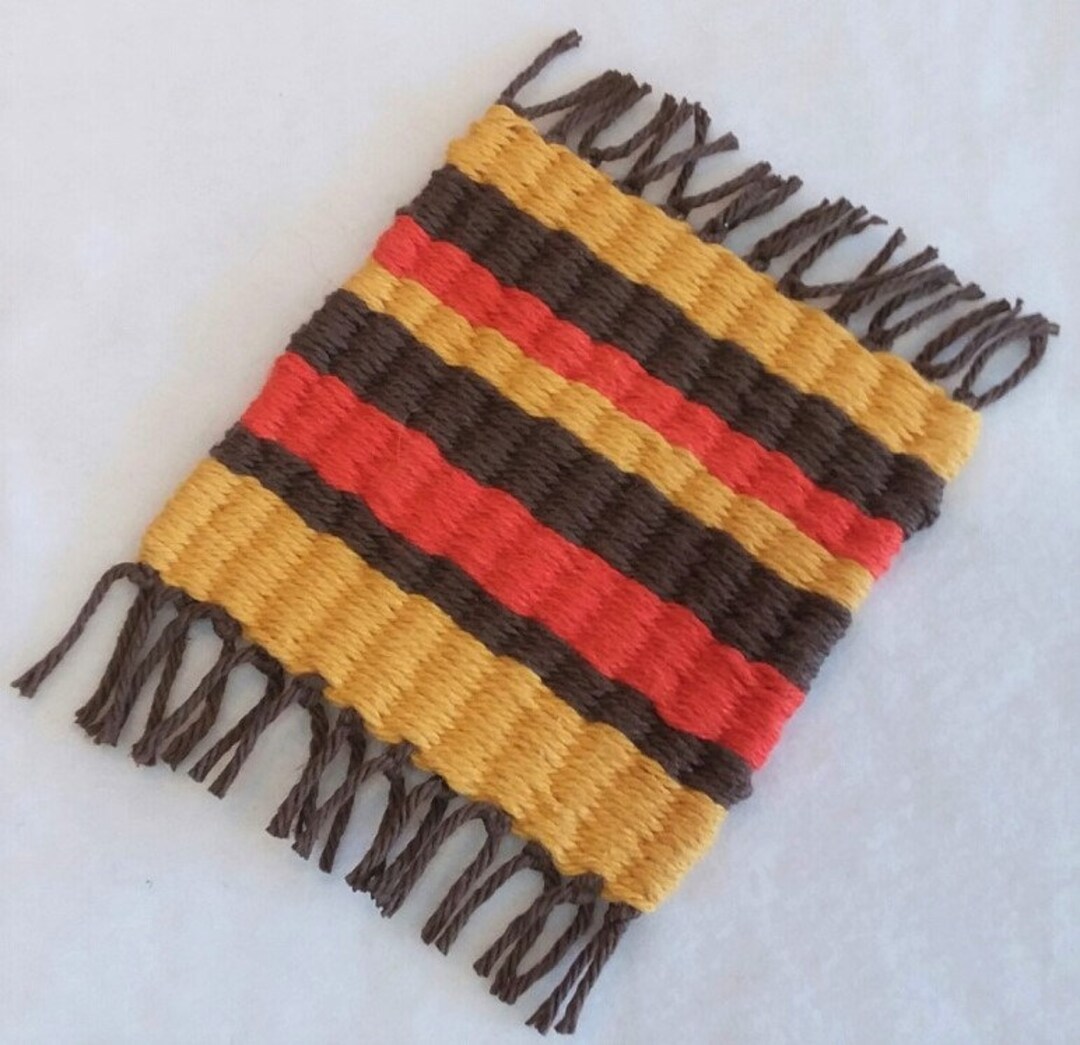 Hand Woven Mug Rug, Coaster, Lovely Fall Colors of Orange, Gold, and ...