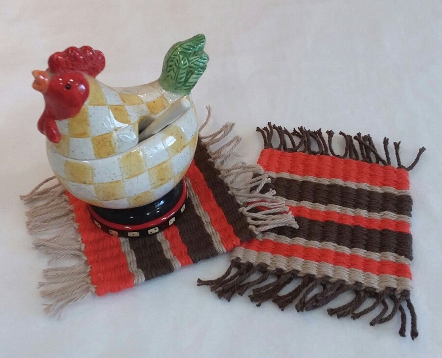 Hand Woven Mug Rug Coaster Color Coordinated Set of 2 in - Etsy