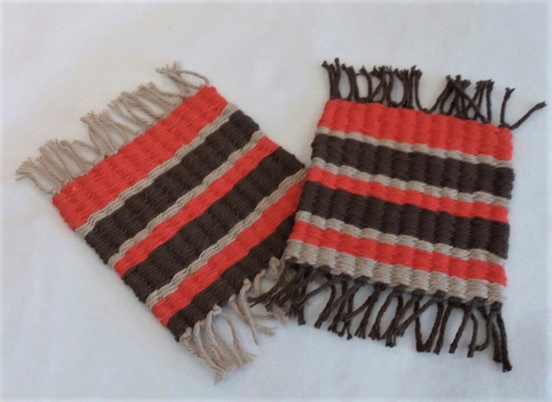 Hand Woven Mug Rug, Coaster, Color Coordinated Set of 2! in Autumn ...