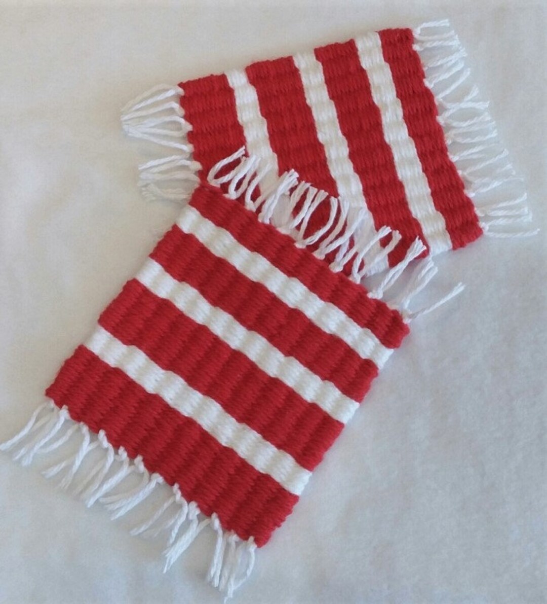 Hand Woven Mug Rug, Coaster, Matched Set of 2! in Christmas Season ...