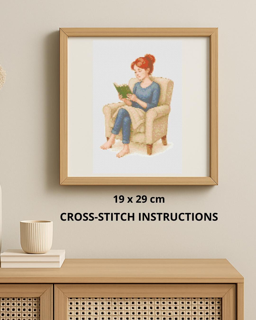 Redhead Girl Reading Cross Stitch Pattern (PDF) - Etsy
