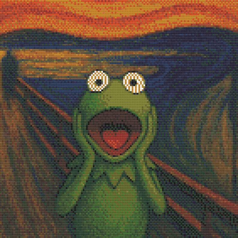 Frog Scream Cross Stitch Pattern – Funny Parody Art (PDF Pattern) - Etsy