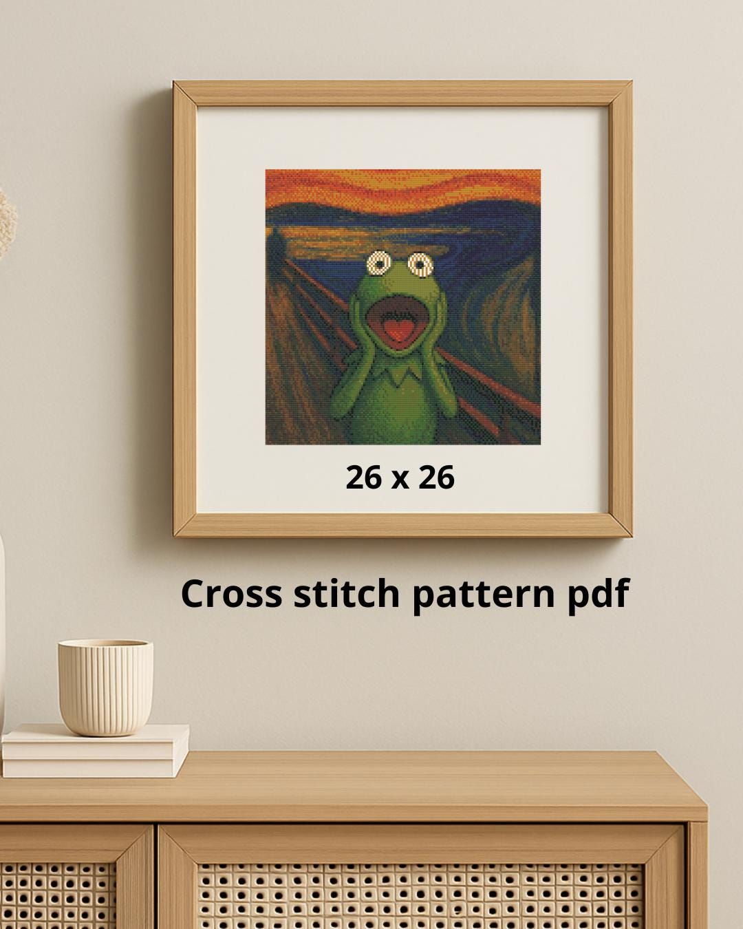 Frog Scream Cross Stitch Pattern – Funny Parody Art (PDF Pattern) - Etsy