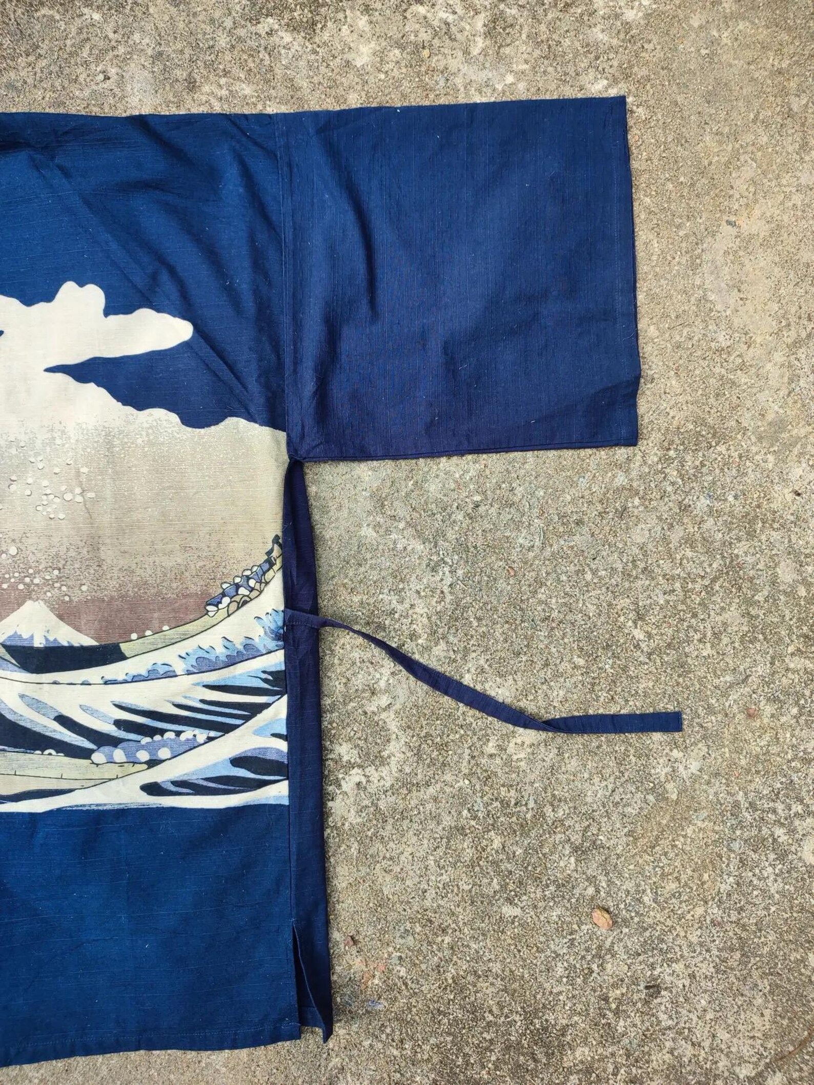 Vintage Japanese Noragi Jacket – Indigo Cotton With Hokusai Wave Print ...