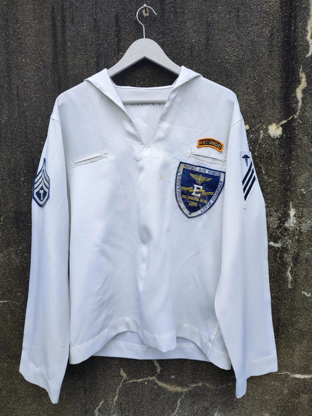 Vintage U.S. Navy White Sailor Jumper – USAF Captain Patches - Etsy