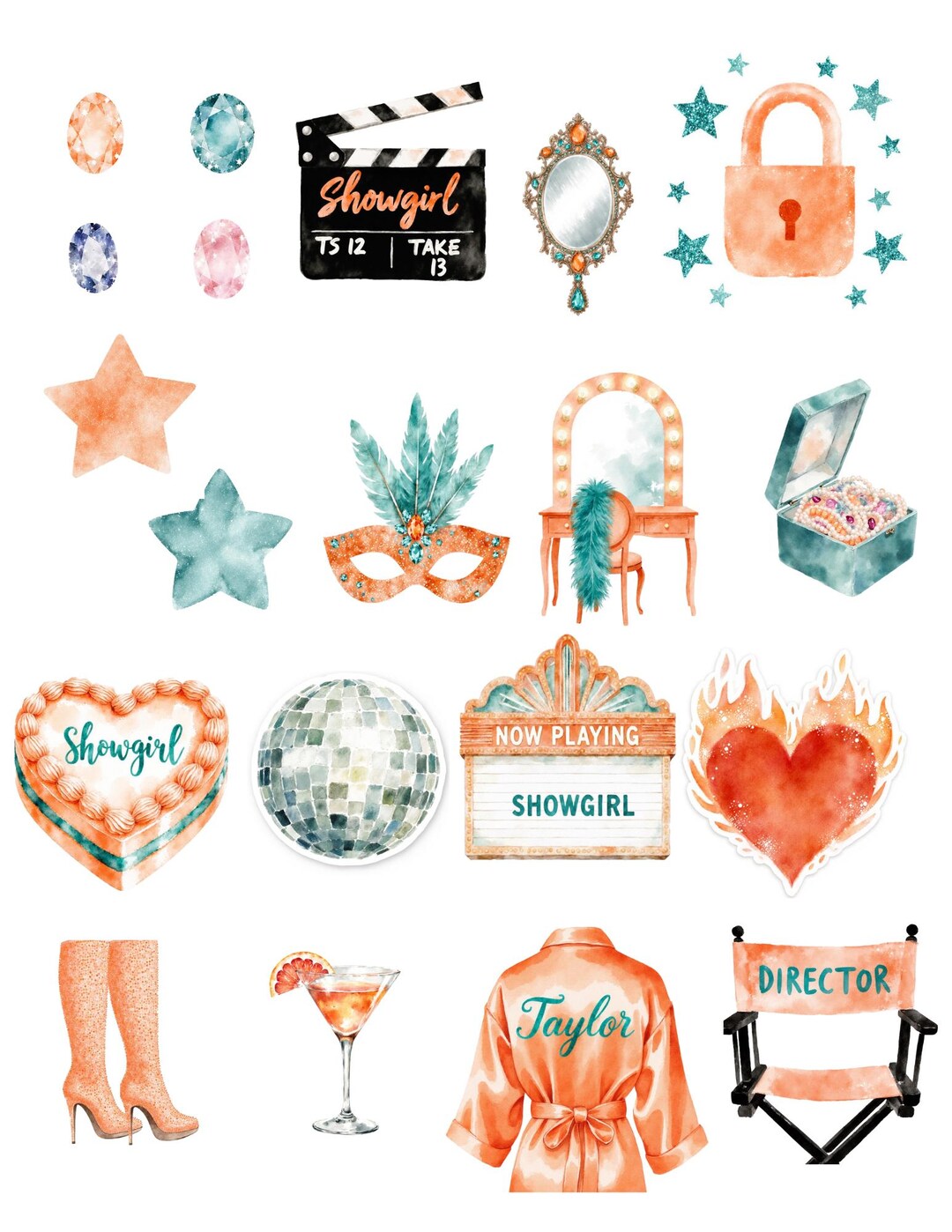 Showgirl Album Swiftie TS12 Sticker Pack - Etsy