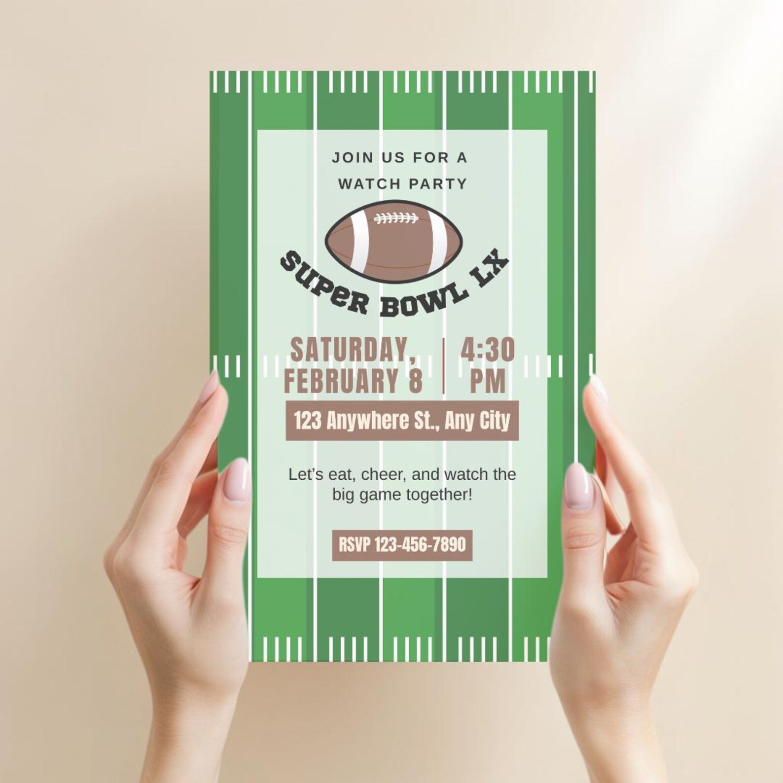 Super Bowl Invitation | Big Game LX Watch Party Invite | Football ...