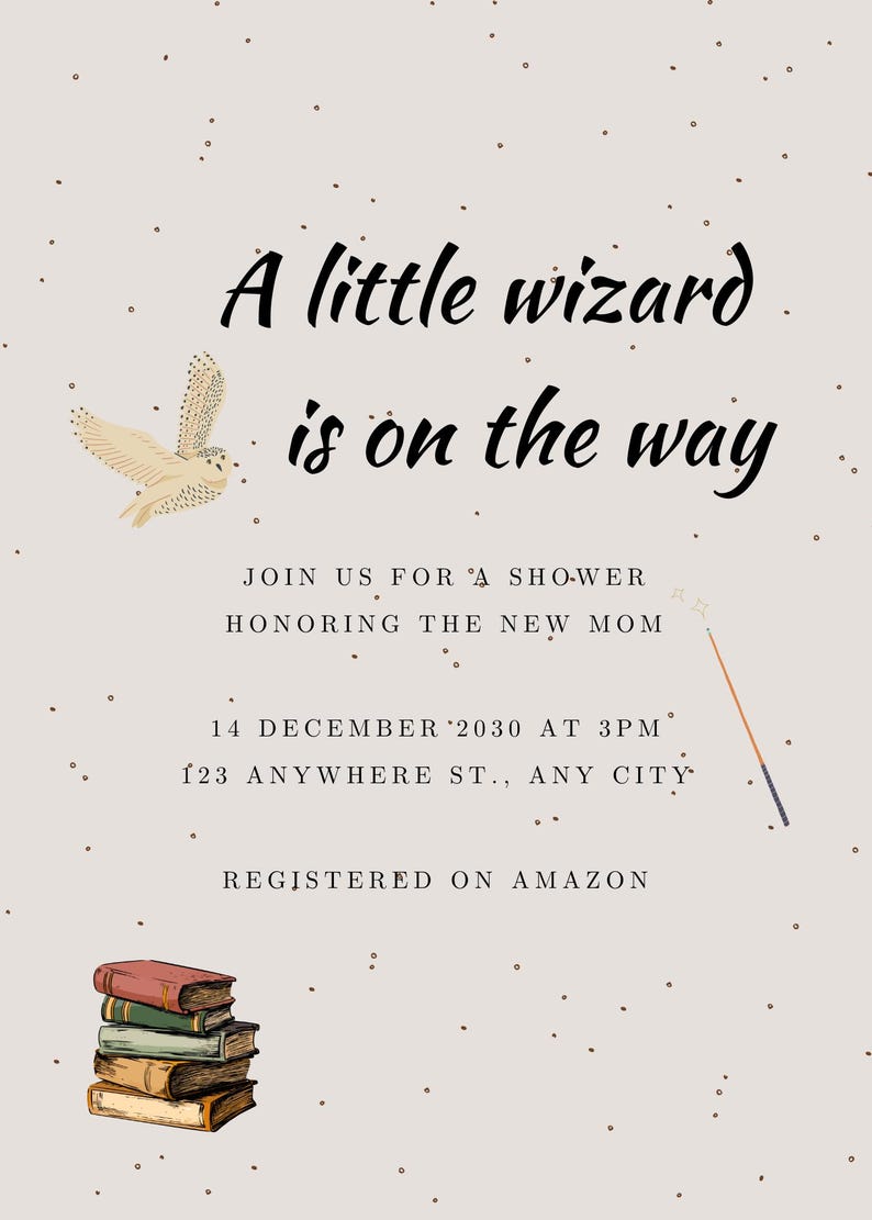 Harry Potter Baby Shower Invitation: Wizard Theme, Editable Canva ...