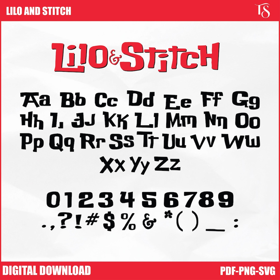Lilo and Stitch FONT SVG, Lilo and Stitch Alphabet Svg, Lilo and Stitch ...