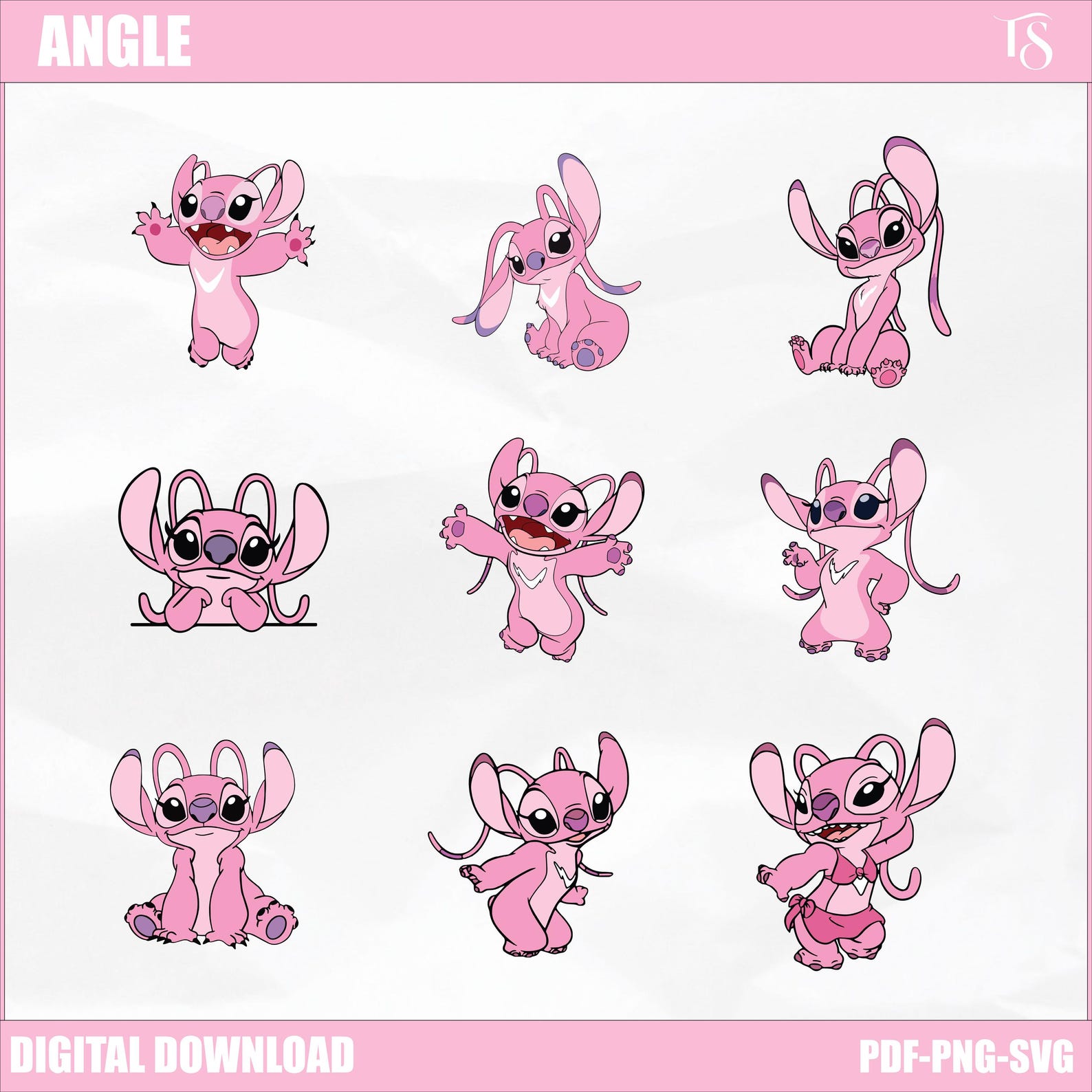 Angel SVG Bundle | Lilo and Stitch Angel Pink Character Png PDF DFX ...