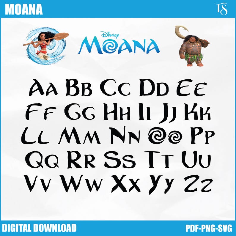 Moana Font Svg Bundle, Moana Font Svg Cut File for Circut, Moana ...