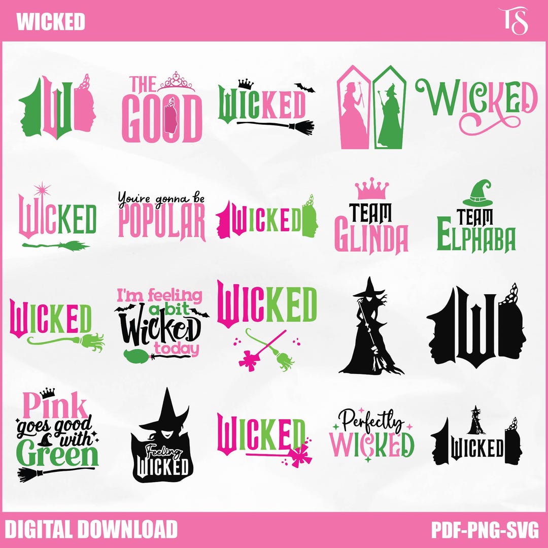Wicked SVG, Wicked Movie SVG, Wicked Pink and Green SVG, Sono stato ...