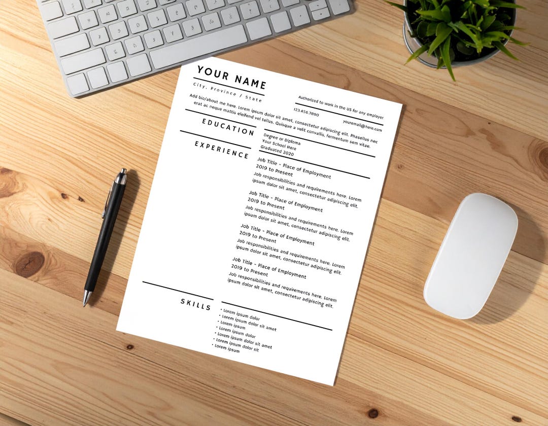 Basic Bold Resume Template, Black and White Resume, Unique Resume ...