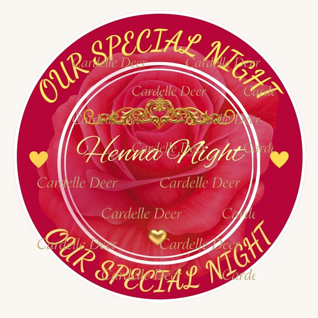 Henna Night Sticker | Rose Gold Bridal Favor Label (digital Download ...