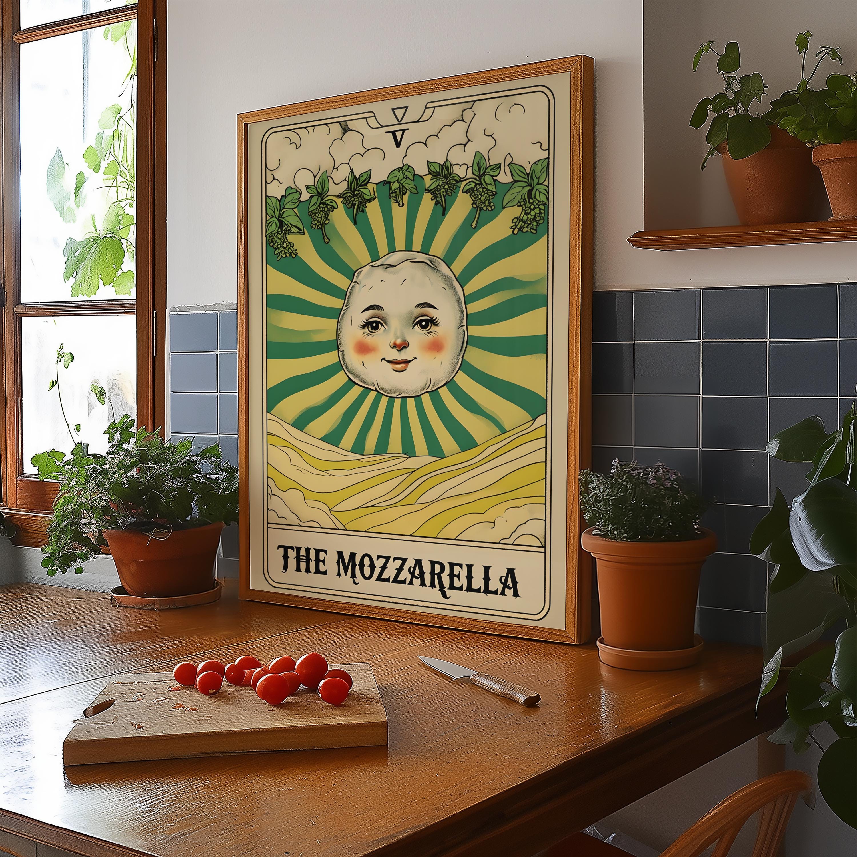 Mozzarella Tarot Card Print: Whimsical Kitchen Cheese Poster (digital ...