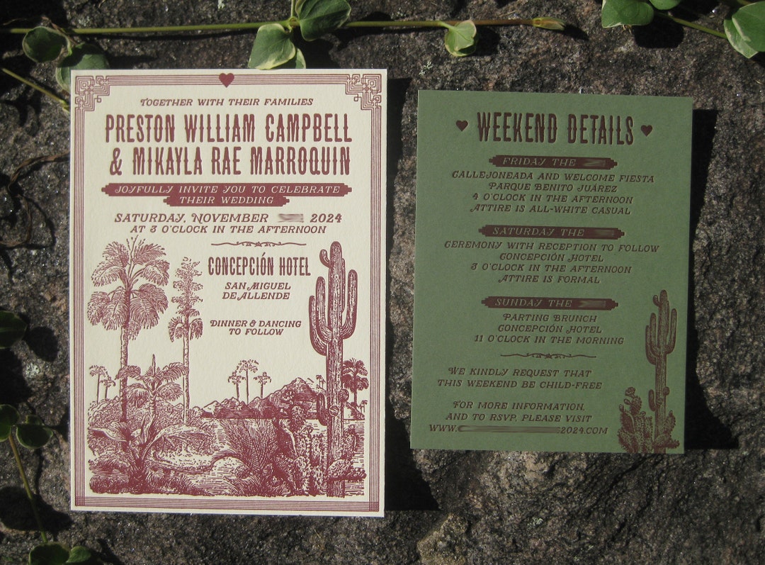 Desert Chic Letterpress Wedding Invitation Suite - Etsy