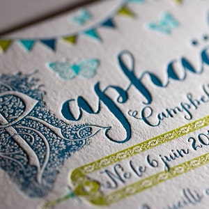 Springtime Baby Custom Letterpress Birth Announcement Suite - Etsy