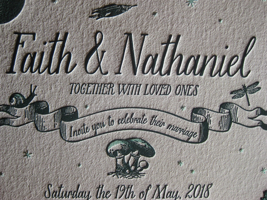 Rosemary & Basil Custom Letterpress Wedding Invitation Suite | Etsy
