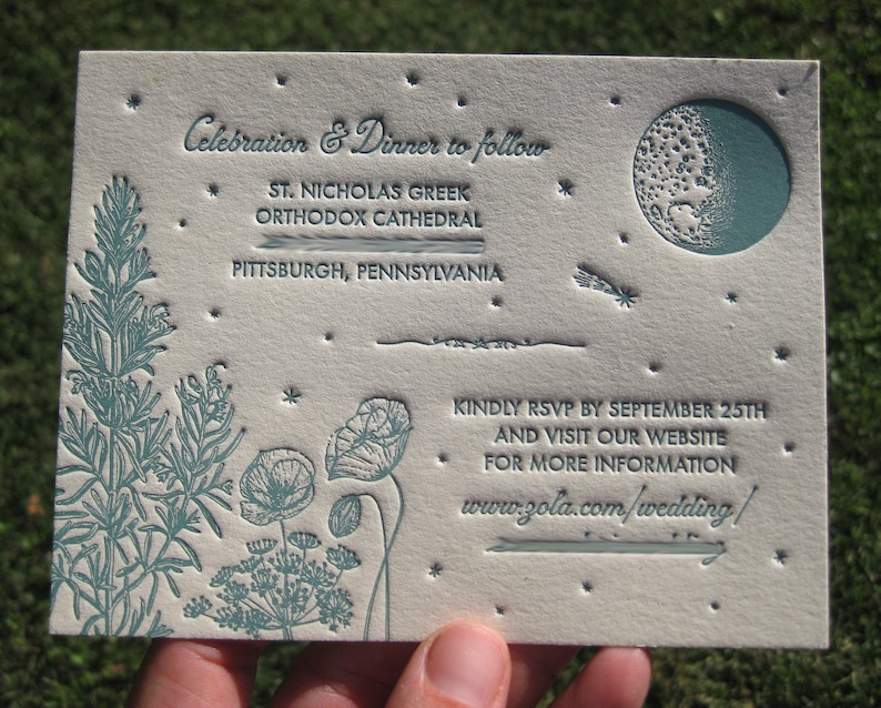 Rosemary & Basil Custom Letterpress Wedding Invitation Suite - Etsy