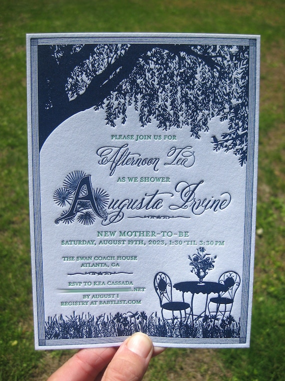 Letterpress Shower Invites Letterpress Baby Shower Invites Etsy